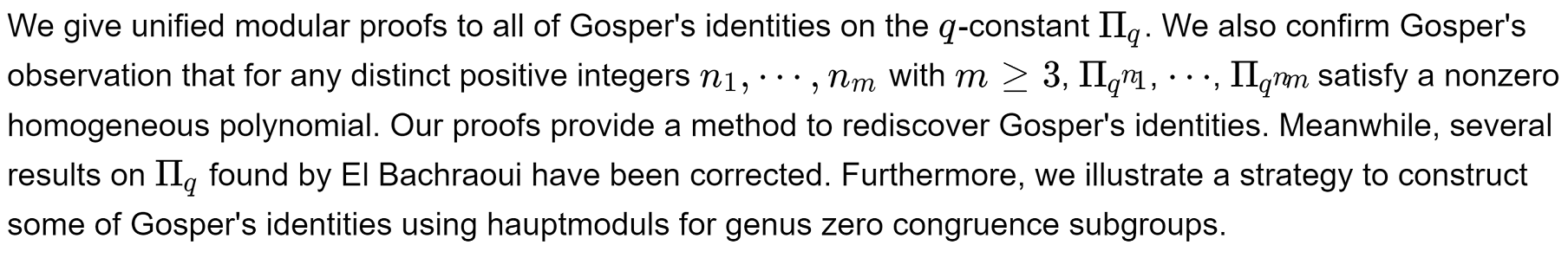 Modular Proofs of Gosper's Identities-四川大学数学学院